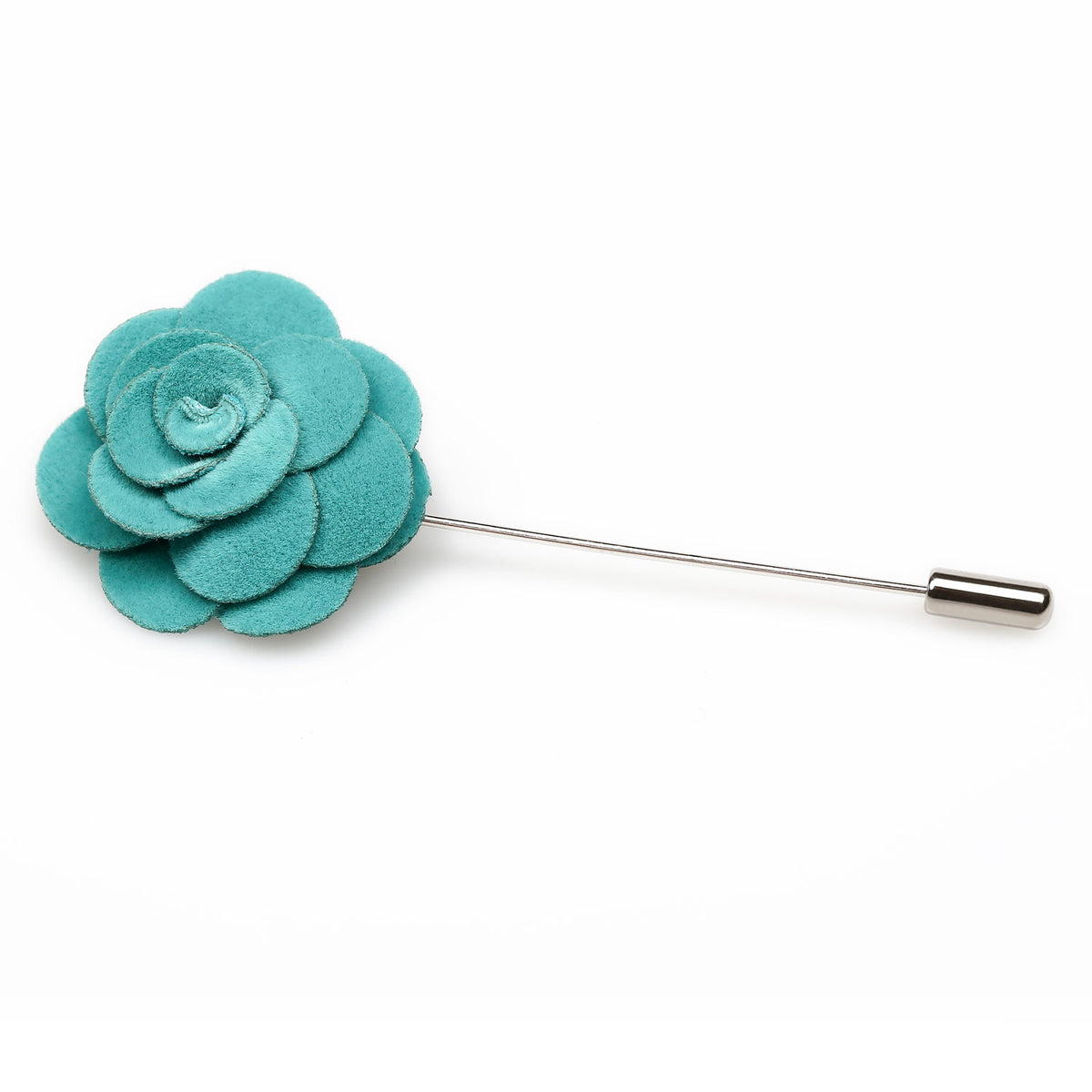 Teal Mini Velvet Lapel Pin | Camellia Blue Boutonniere Pin | Suit Pins | OTAA