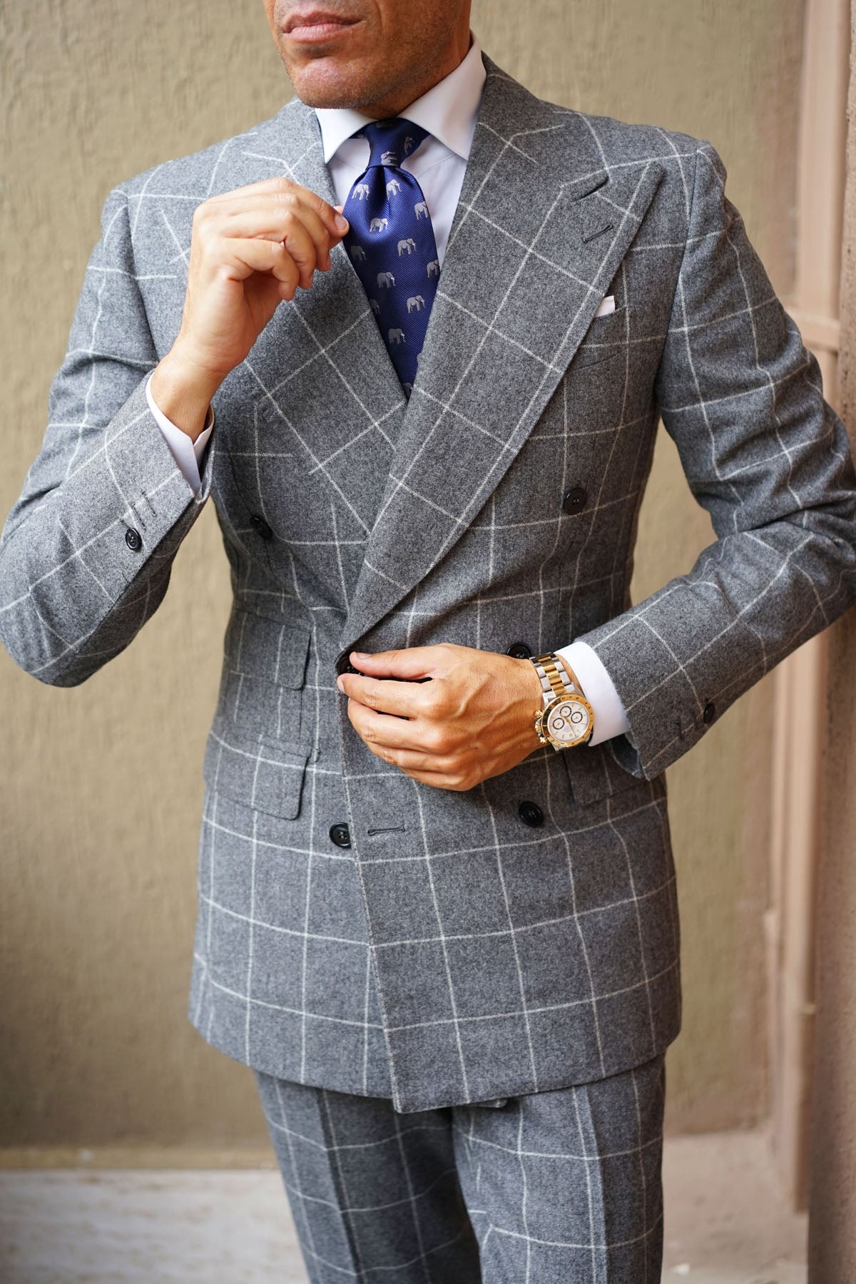 African forest Elephant Tie | Mens Animal Tie | Navy Blue Pattern Ties ...