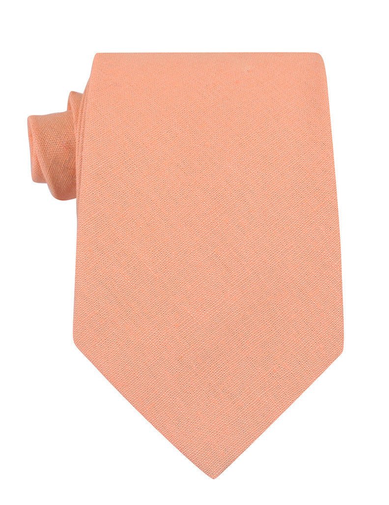 Apricot Peach Slub Linen Necktie | Orange Pink Tie | Mens Wedding Ties ...