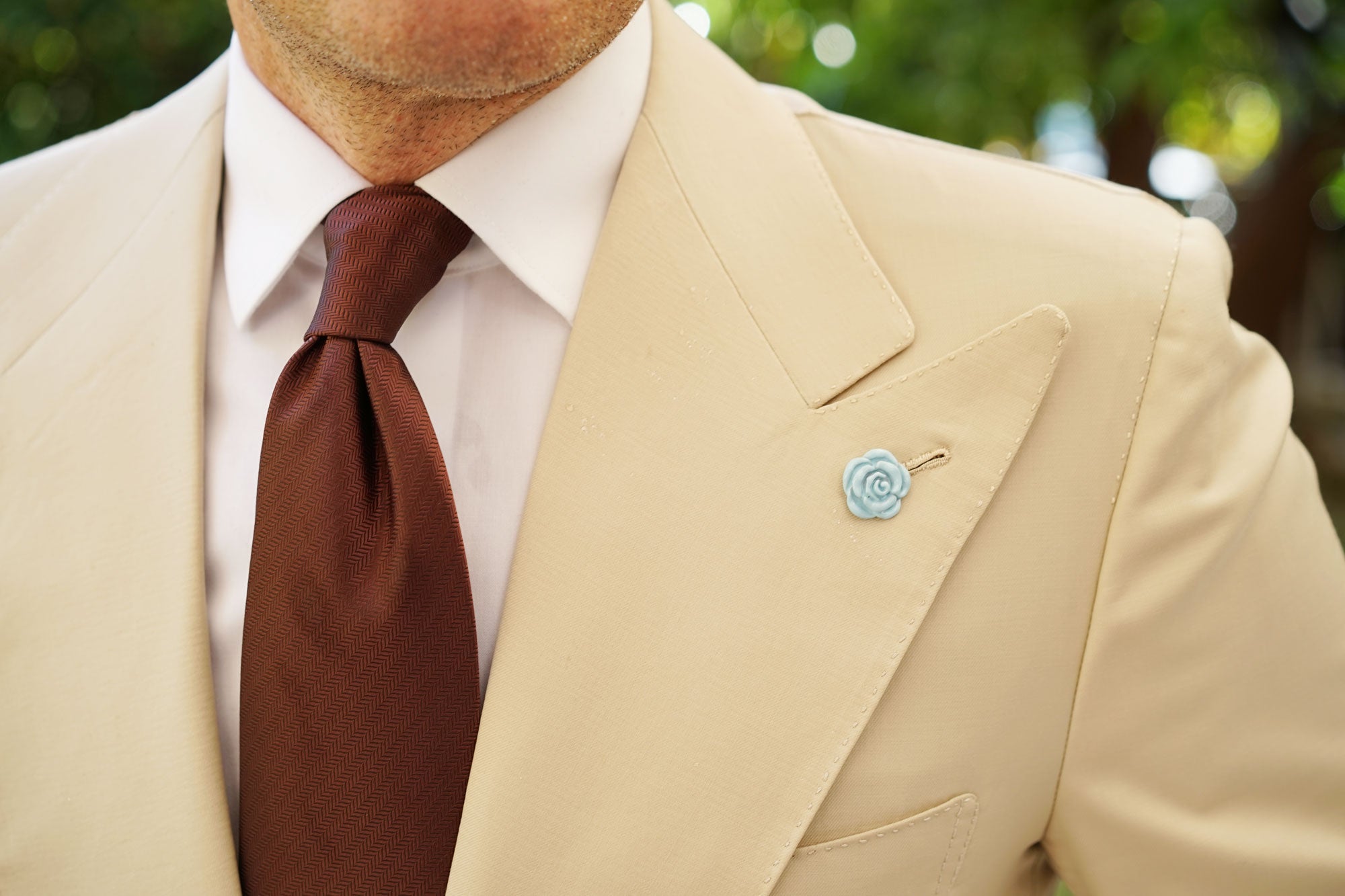 Baby Blue Rose Metal Lapel Pin | Wedding Men's Pins Flower Design | OTAA