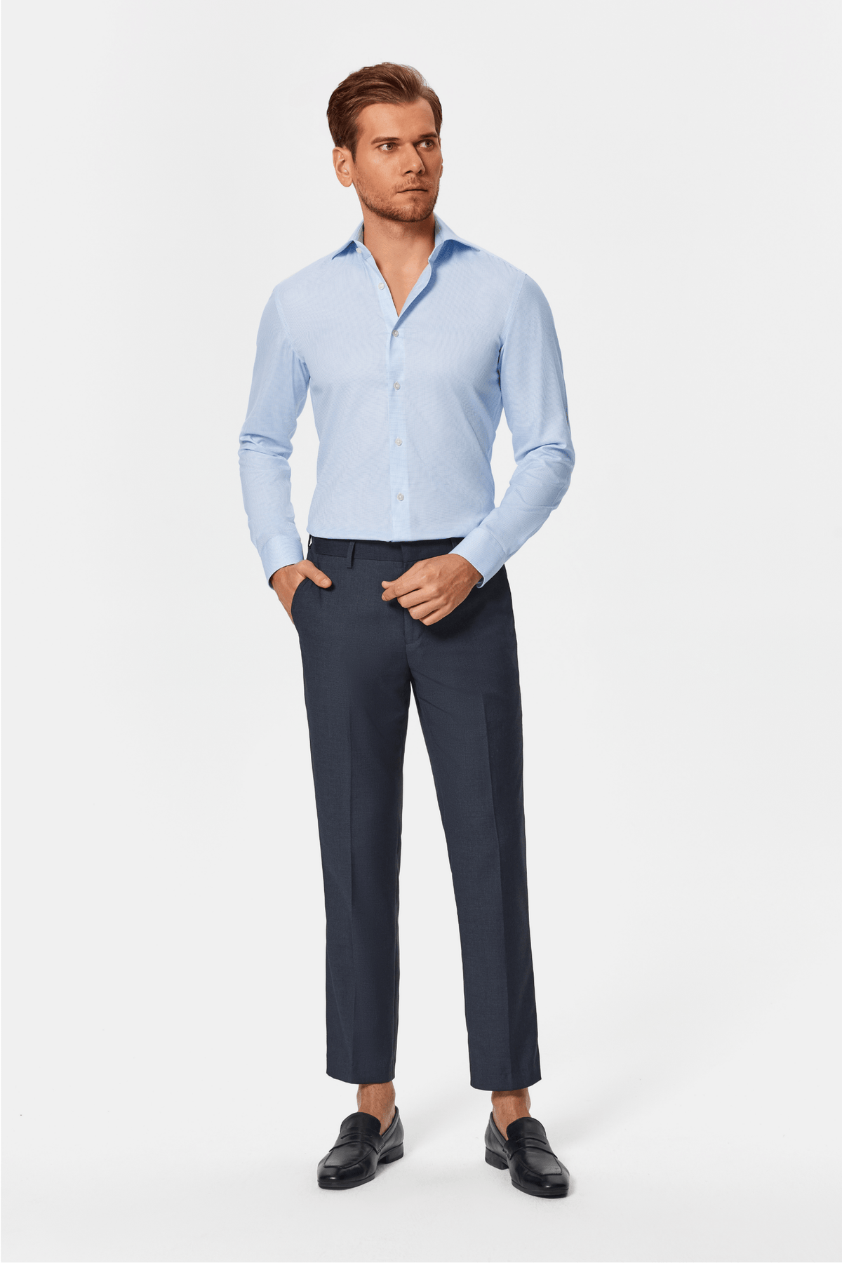 Bateman Blue Weave Lucious Non-Iron Shirt | OTAA