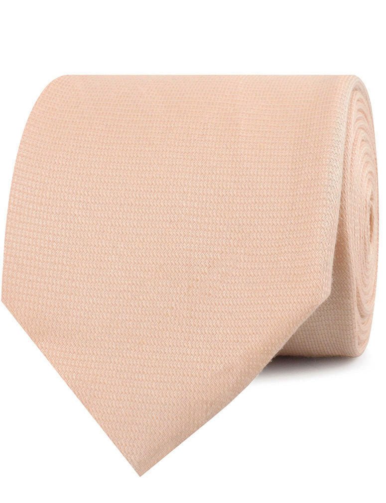 Blush Beige Linen Necktie | Peach Pink Wedding Ties | OTAA