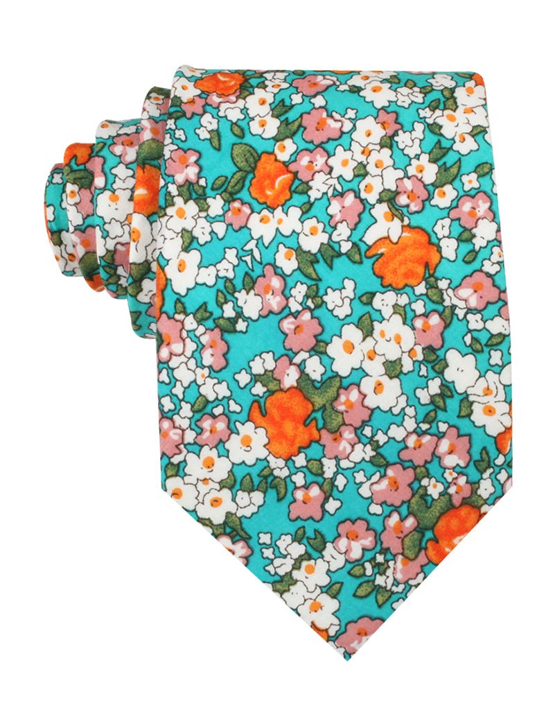 British Virgin Island Floral Necktie | Men's Green Holiday Summer Ties ...