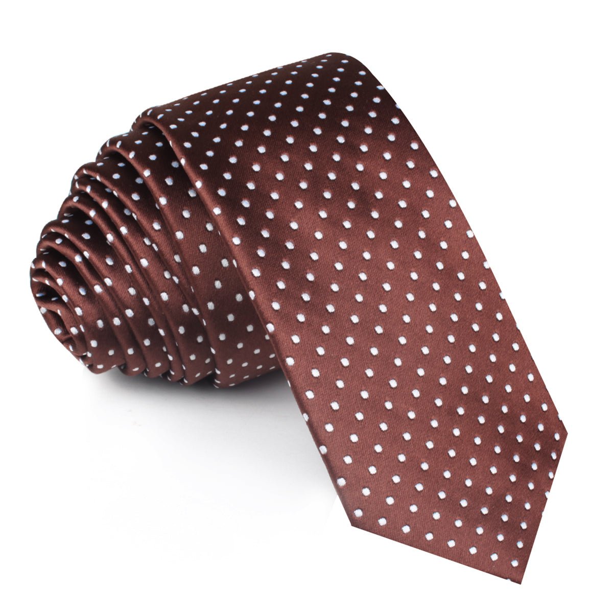 Brown Mini Polka Dots Skinny Tie | Mens Designer Slim Ties Neckties AU ...