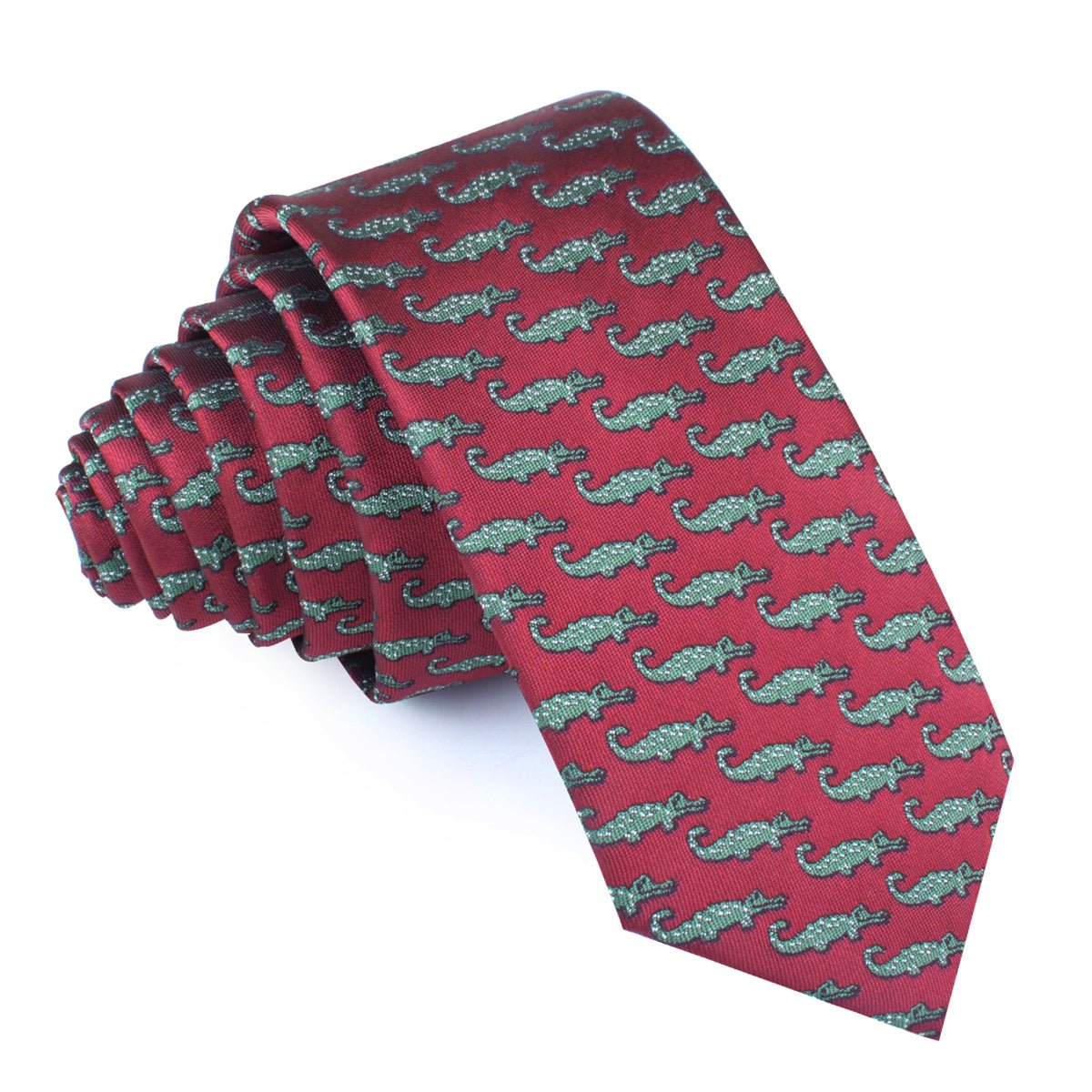 Burgundy Crocodile Dundee Skinny Tie | Animal Slim Ties | Mens Necktie ...