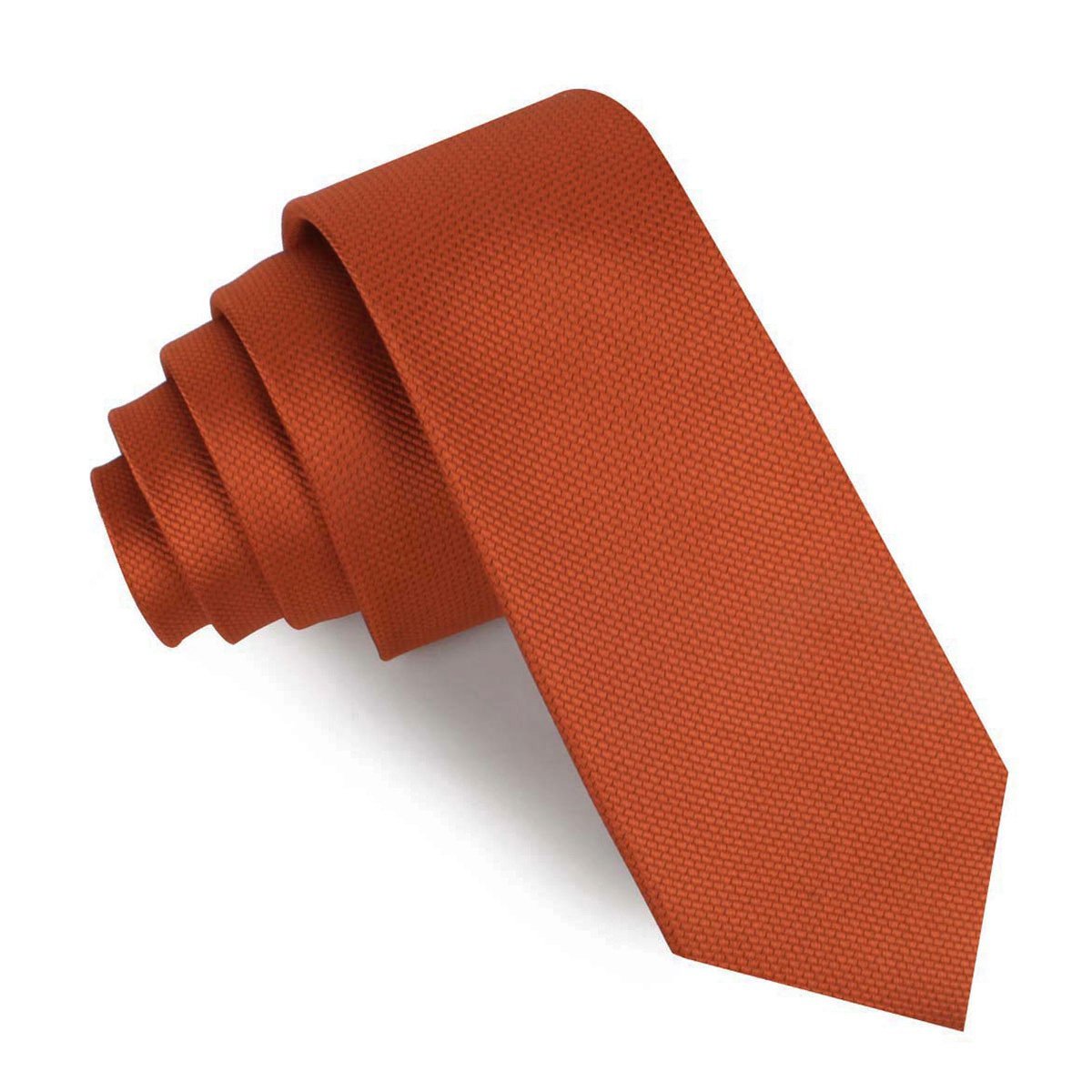 Burnt Orange Rust Weave Skinny Tie | Wedding Thin Narrow Slim Ties | OTAA