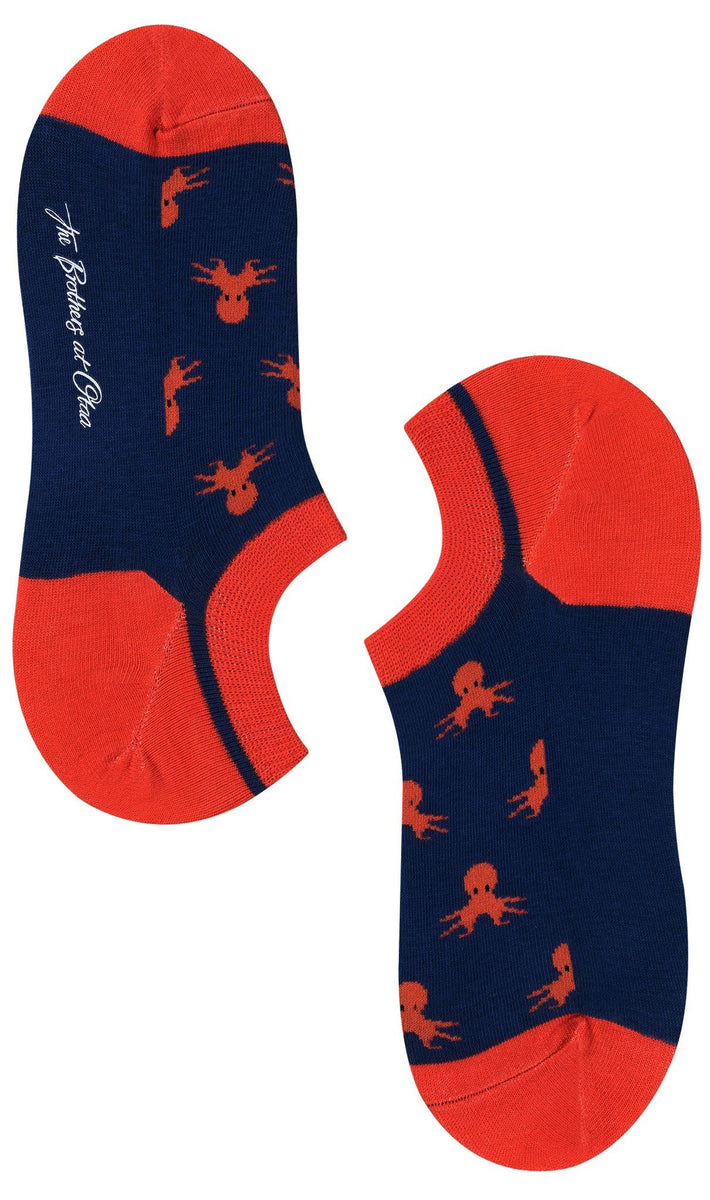 Caribbean Octopus Low Cut Socks | Men's Animal Blue Cotton Ankle Socks ...