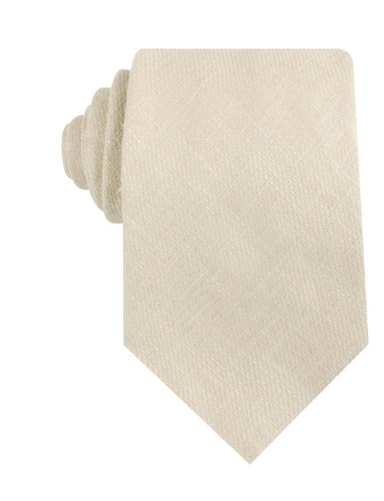 Champagne Ivory Linen Necktie | Wedding Tie | Mens Ties | OTAA
