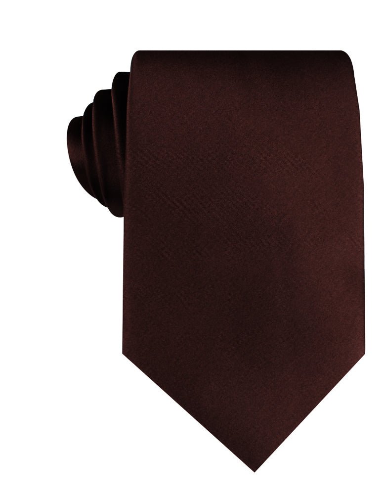 Cocoa Brown Satin Necktie | Groomsmen Tie | Men's Suit Ties USA | OTAA