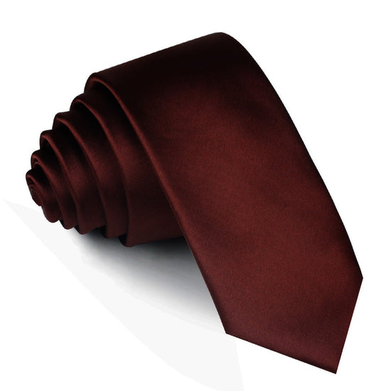 Cocoa Brown Satin Skinny Tie | Groomsmen Slim Ties | Mens Thin Necktie ...