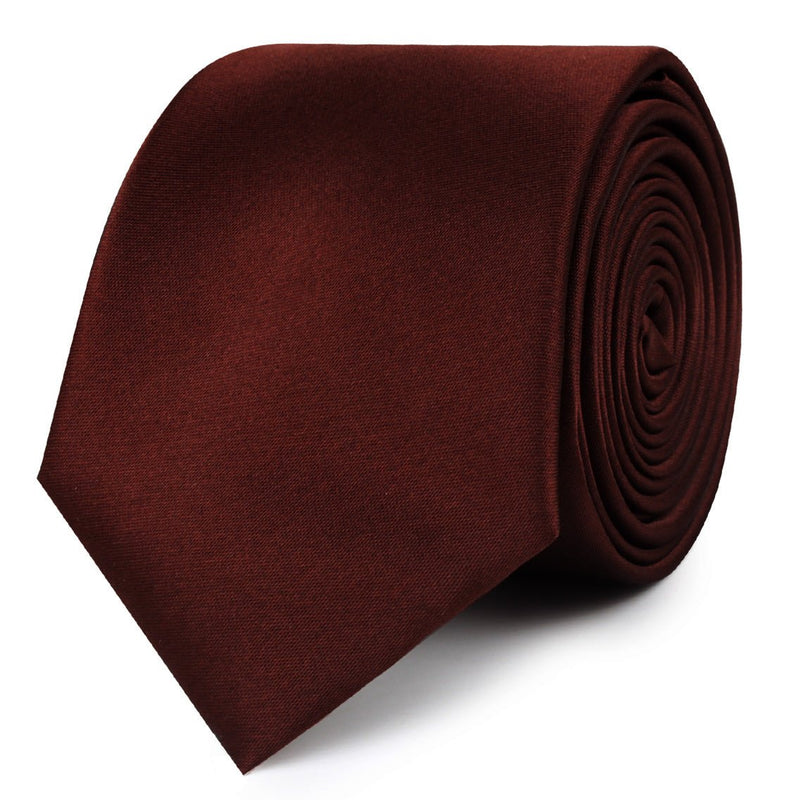 Cocoa Brown Satin Skinny Tie | Groomsmen Slim Ties | Mens Thin Necktie ...