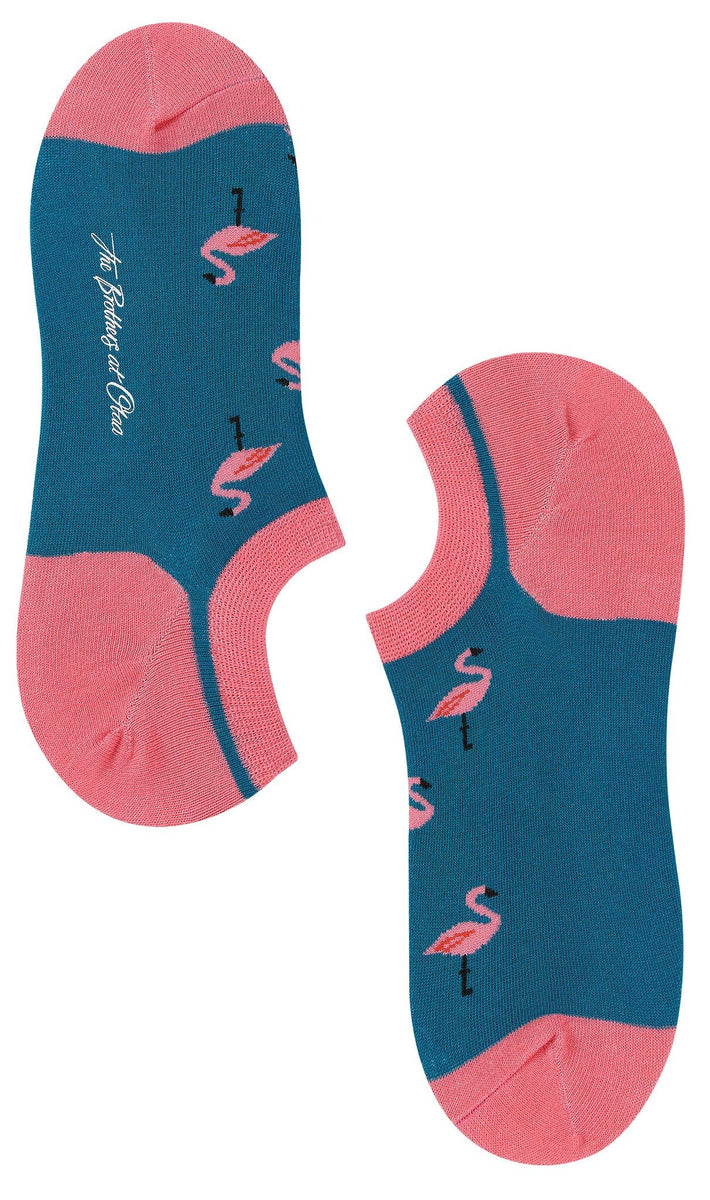 Cuba Beach Flamingo Low Cut Socks | Mens Bird Blue Cotton Ankle Socks ...