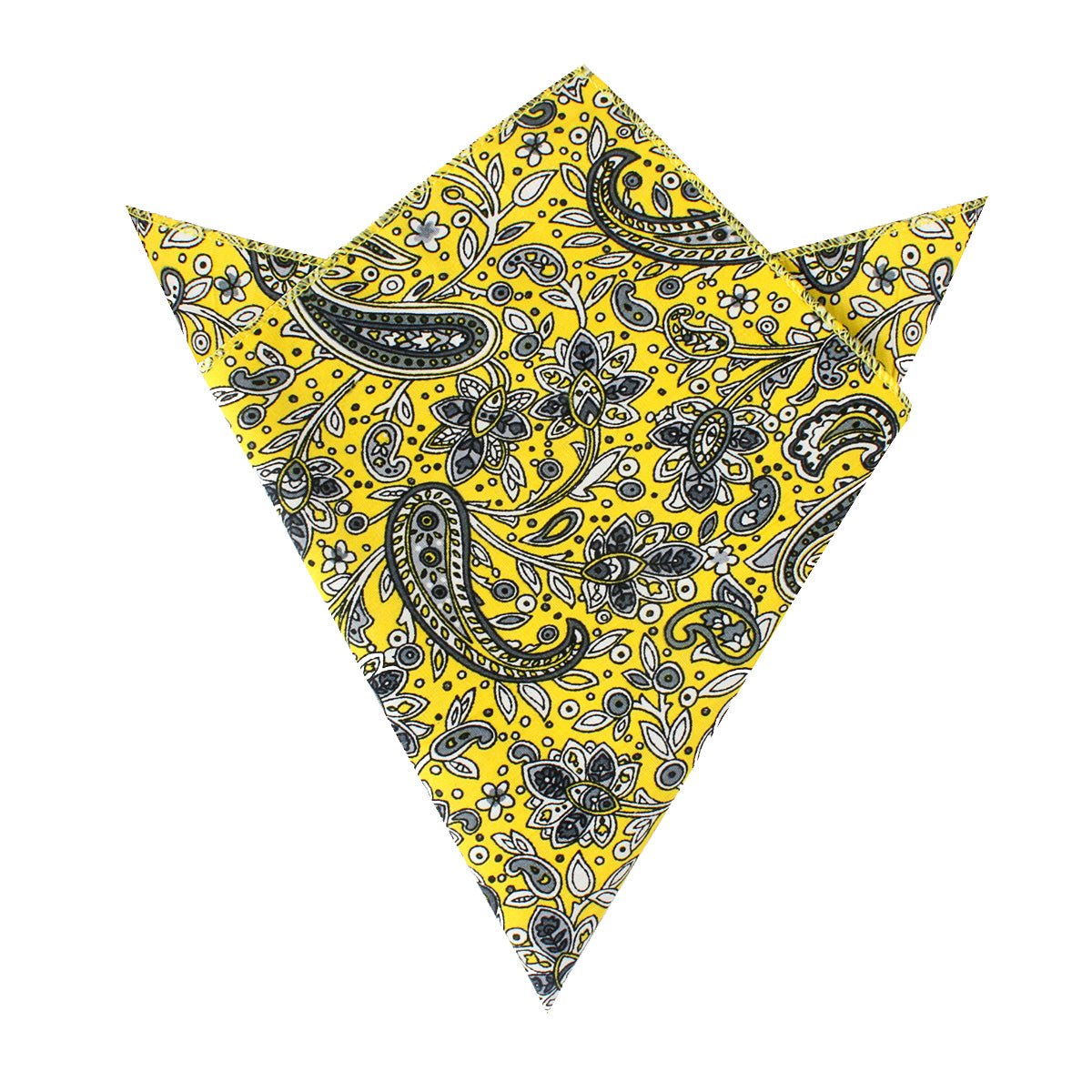 Cyrus Yellow Paisley Pocket Square | Mens Wedding Flower Handkerchief ...