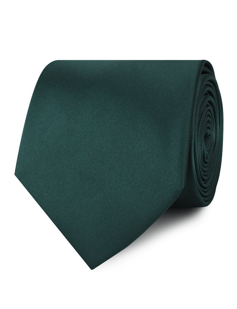 Dark Green Satin Necktie | Emerald Wedding Ties for Grooms & Groomsmen ...