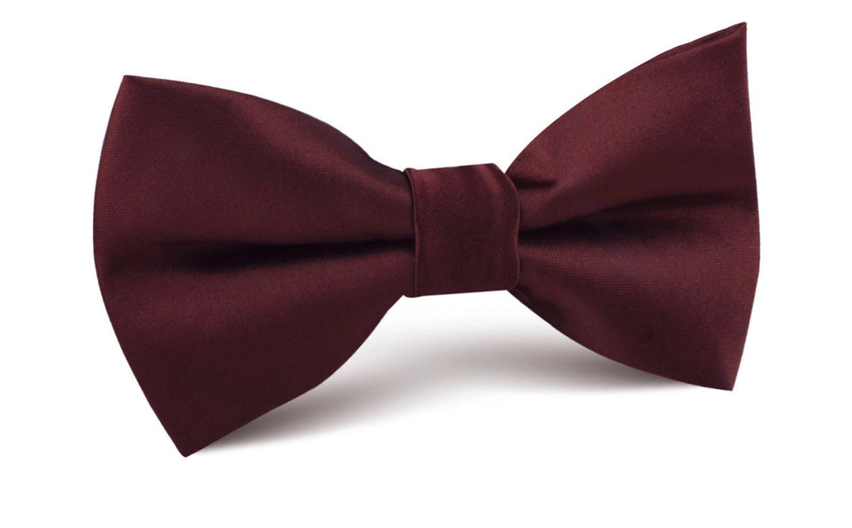Dark Merlot Wine Twill Bow Tie | Wedding Red Pre-Tied Bowties Man | OTAA