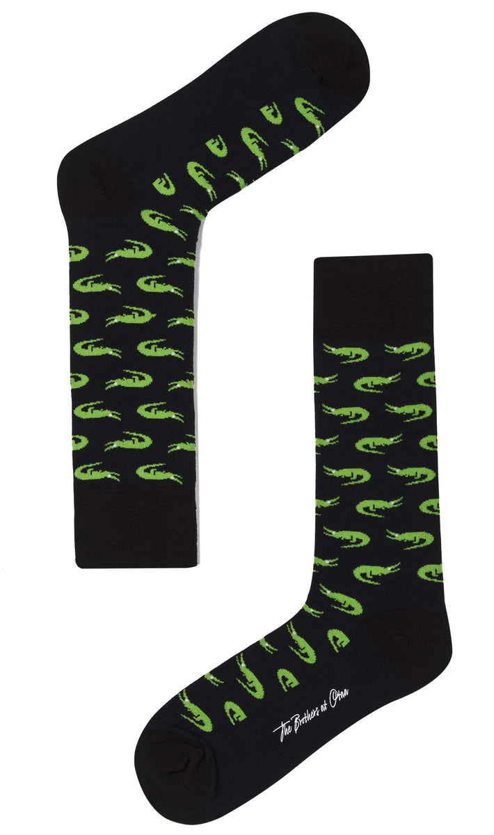 Dundee Alligator Socks | Mens Crocodile Animal Black Cotton Crew Socks ...
