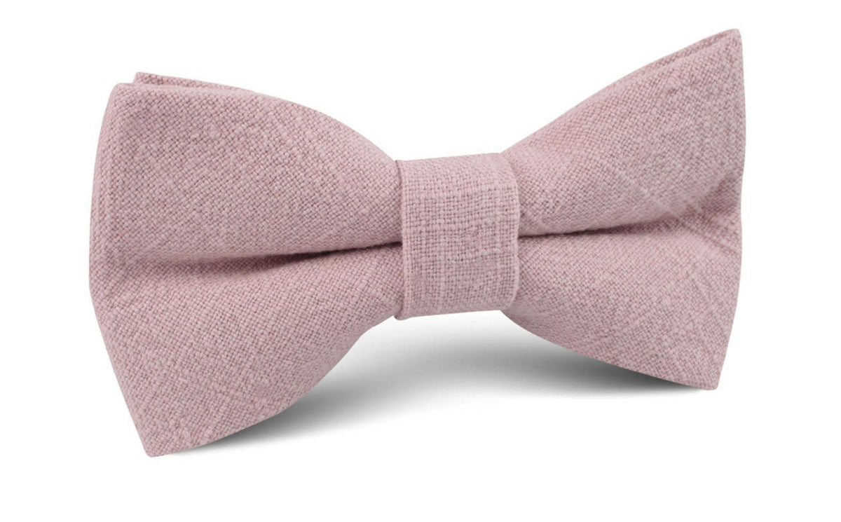 Dusty Rose Quartz Linen Bow Tie | Mauve Pink Men Bowtie | OTAA