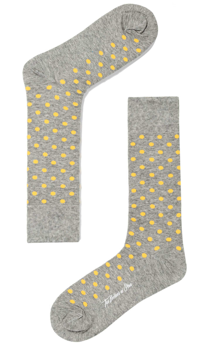 Grey Yellow Polka Dot Socks | Mens Happy Socks | Dots Cotton Crew Sock ...