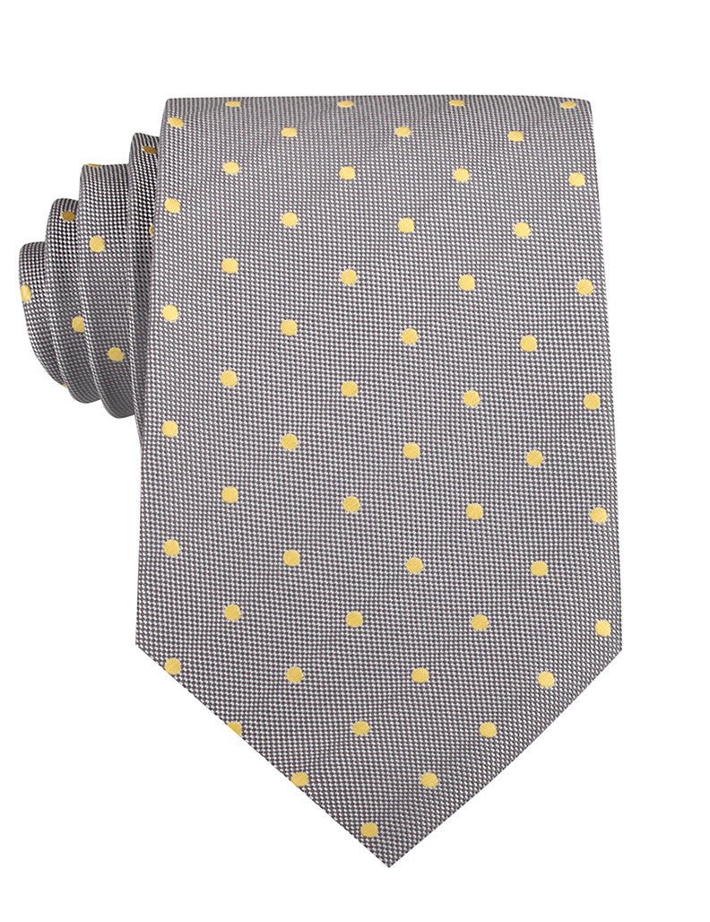 Grey with Yellow Polka Dots Necktie | Wedding Tie | Men's Wide Ties AU ...