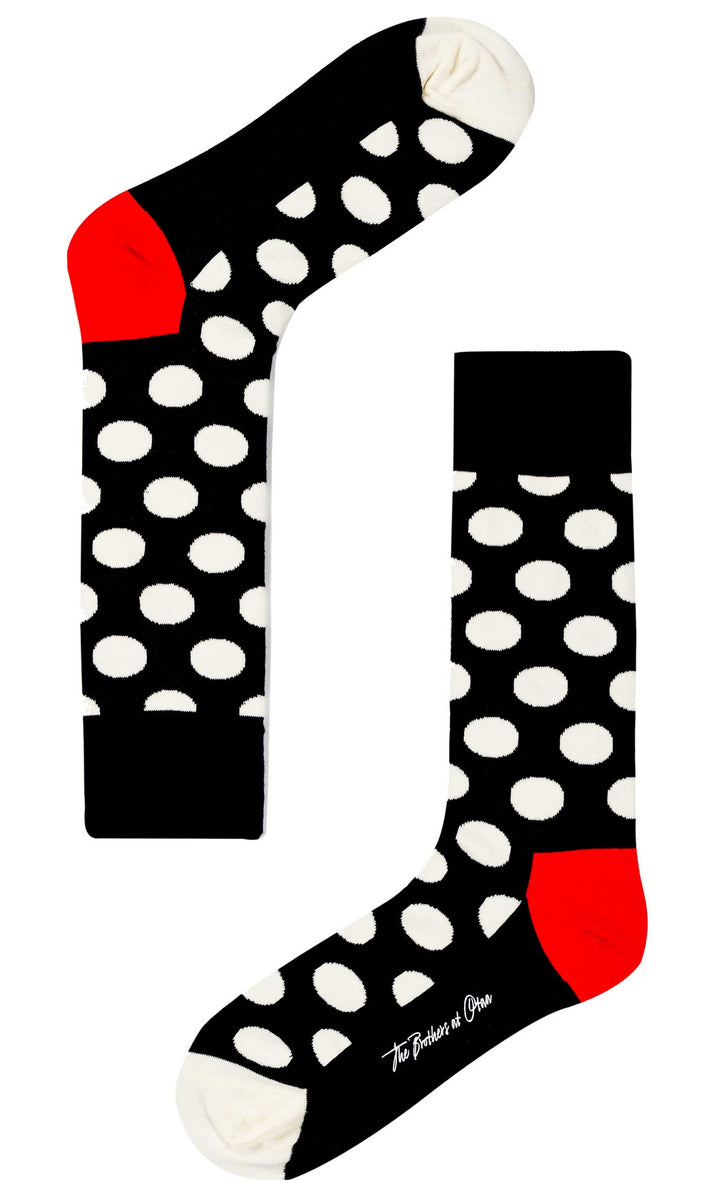 Dot Socks | Mens Big Polka Dots Colorful Cotton Crew Socks | OTAA