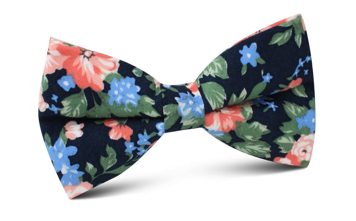 Havana Pink Floral Bow Tie | Navy Blue Flower Bowties Wedding Bow Ties ...
