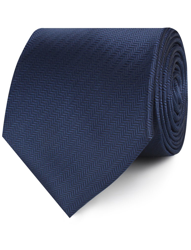 Indigo Blue Herringbone Necktie | Classic Business Ties for Men Online ...