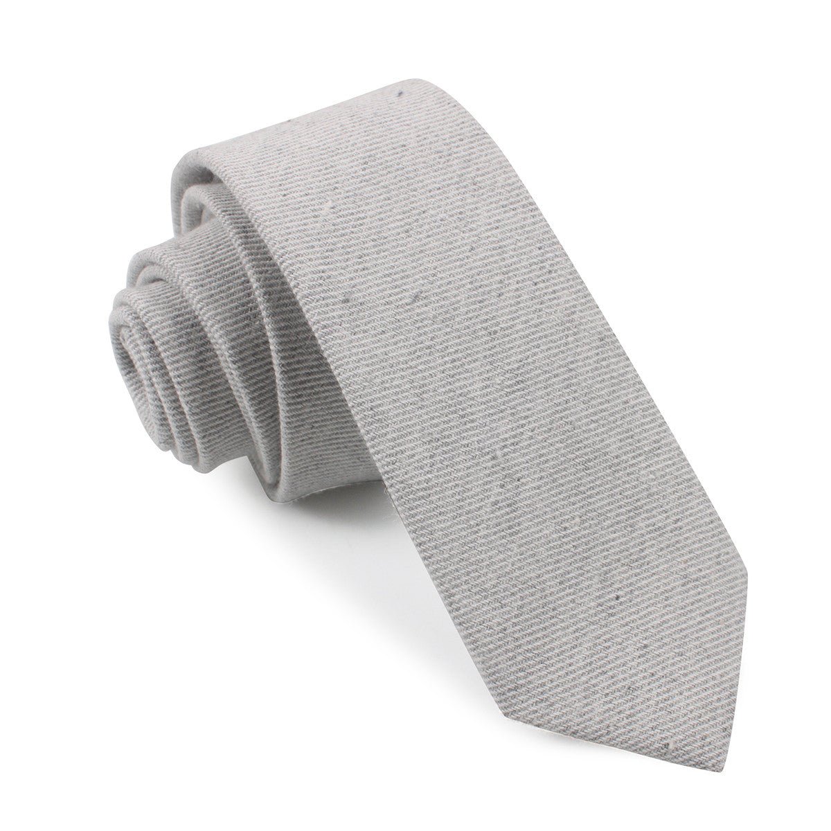 Light Grey Twill Stripe Linen Skinny Tie | Mens Gray Striped Slim Ties ...
