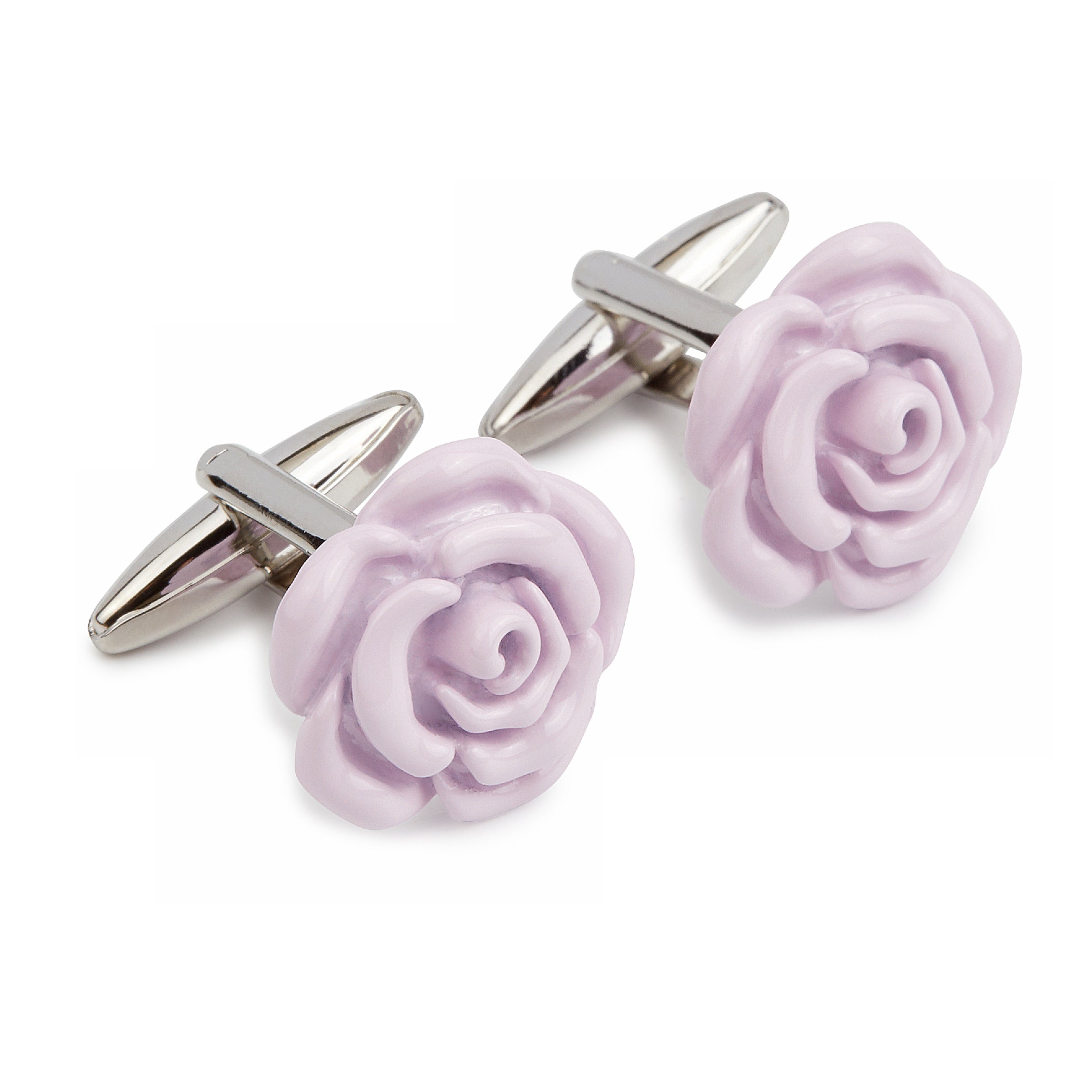 Lilac Purple Rose Metal Cufflinks | Men's Flower Wedding Cufflink | OTAA