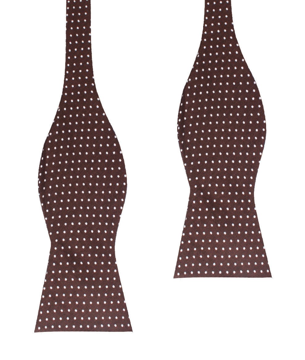 Lungo Brown Polka Dot Cotton Self Bow Tie | Self-Tied Bowties for Men ...