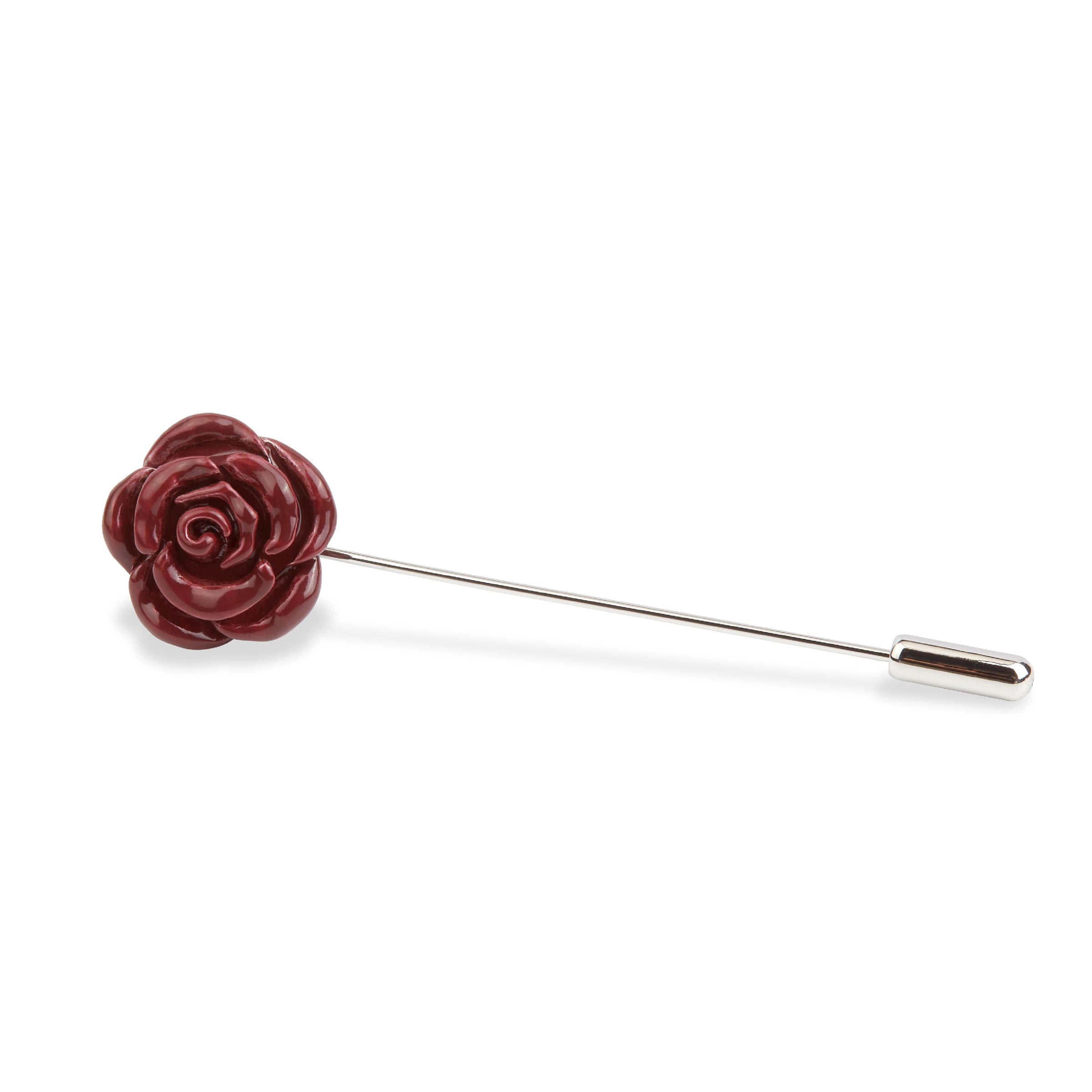 Mahogany Maroon Rose Metal Lapel Pin | Wedding Men's Pins Flower Design ...