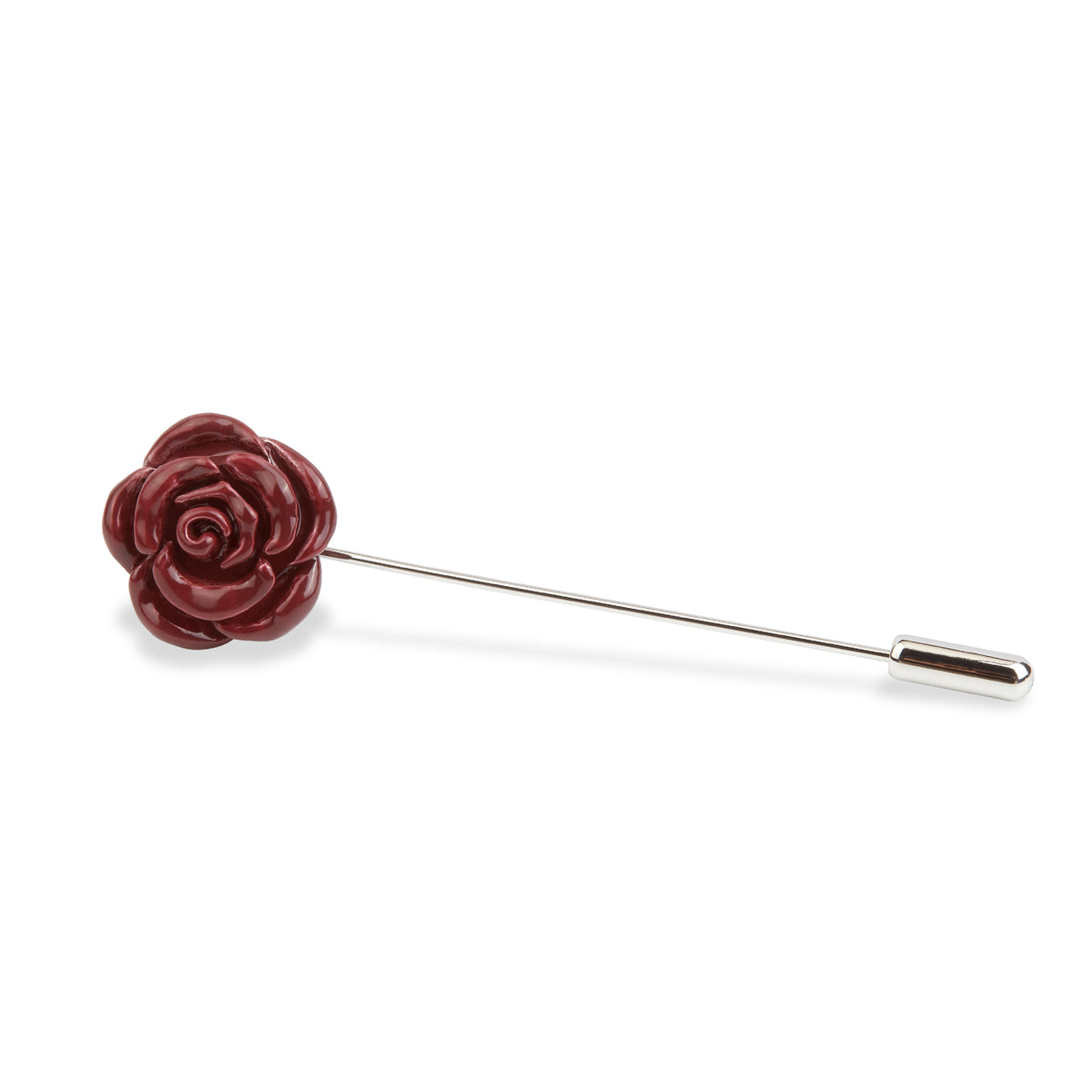 Mahogany Maroon Rose Metal Lapel Pin | Wedding Men's Pins Flower Design | OTAA