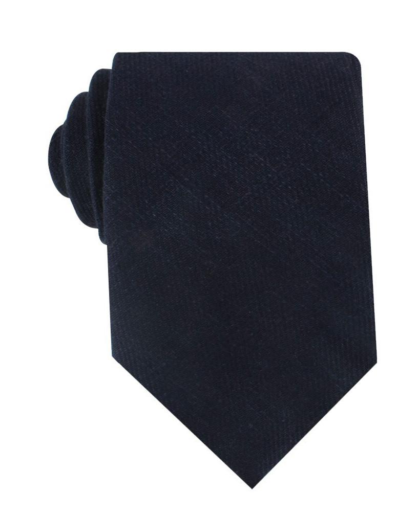 Marine Dark Navy Blue Twill Linen Necktie | Men's Ties | OTAA