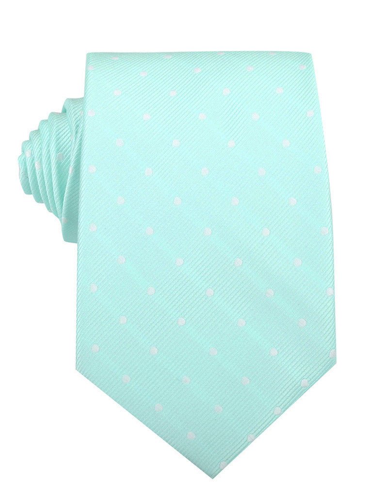 Mint Green with White Polka Dots Necktie | Wedding Ties for Groomsmen ...