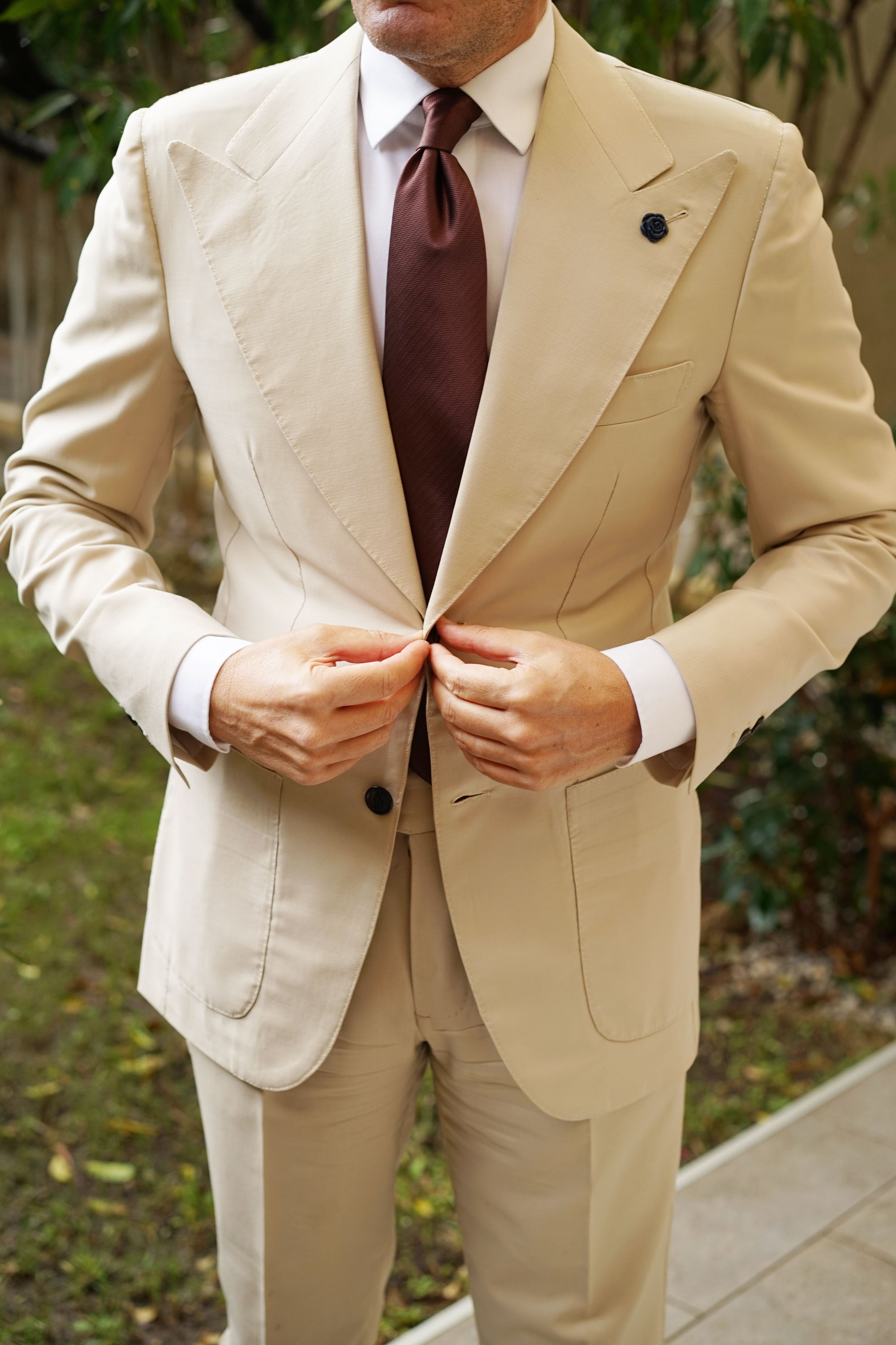 Navy Blue Rose Metal Lapel Pin | Wedding Men's Pins Flower Design | OTAA