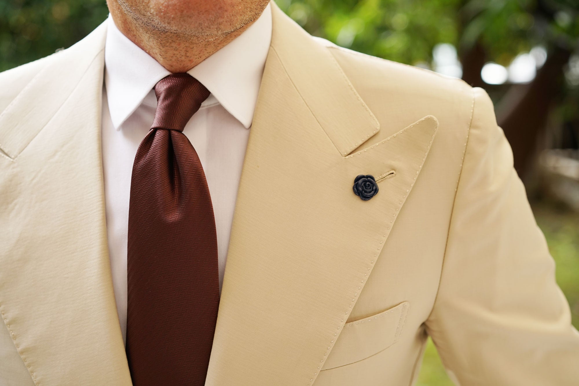 Navy Blue Rose Metal Lapel Pin | Wedding Men's Pins Flower Design | OTAA