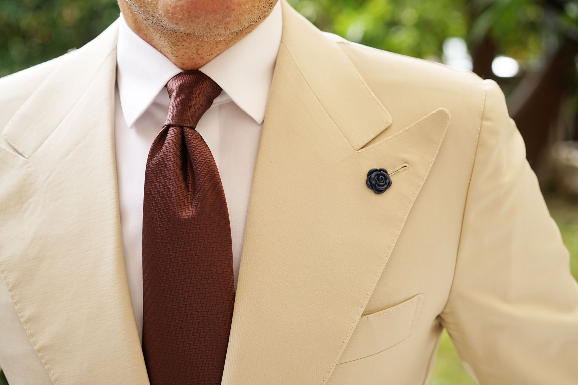 Navy Blue Rose Metal Lapel Pin | Wedding Men's Pins Flower Design | OTAA