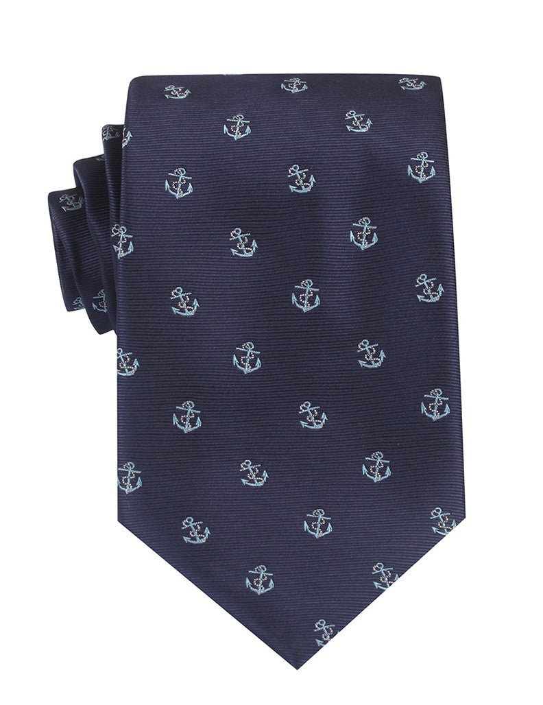 Navy Blue Sail Anchor Necktie | Nautical Print Tie | Best Ties for Men ...