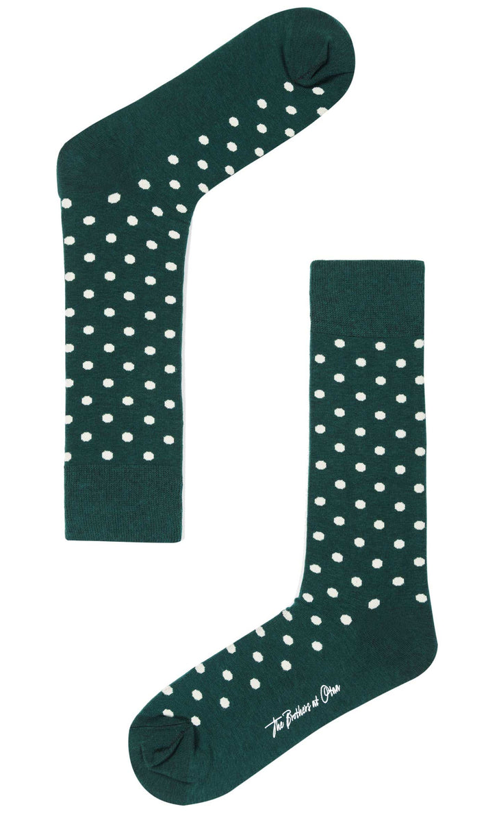 Olive Green Dot Socks | Polka Dots Cotton Men's Happy Crew Dress Socks ...