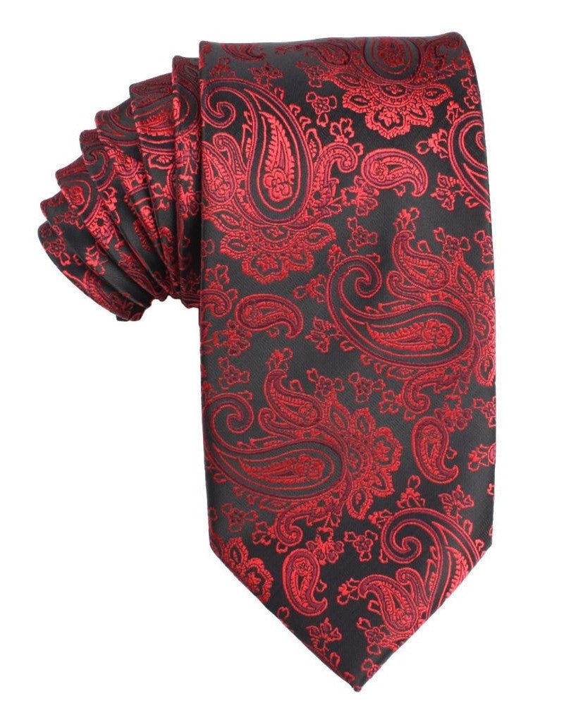 Paisley Black Tie | Red Pattern Ties | Fancy Necktie for Men Australia ...