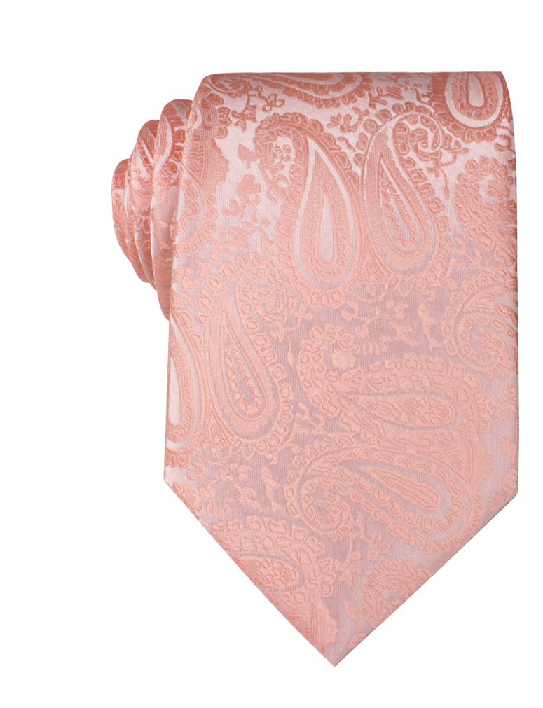 Peach Paisley Necktie | Bellini Pink Bandana Tie | Men's Wedding Ties ...