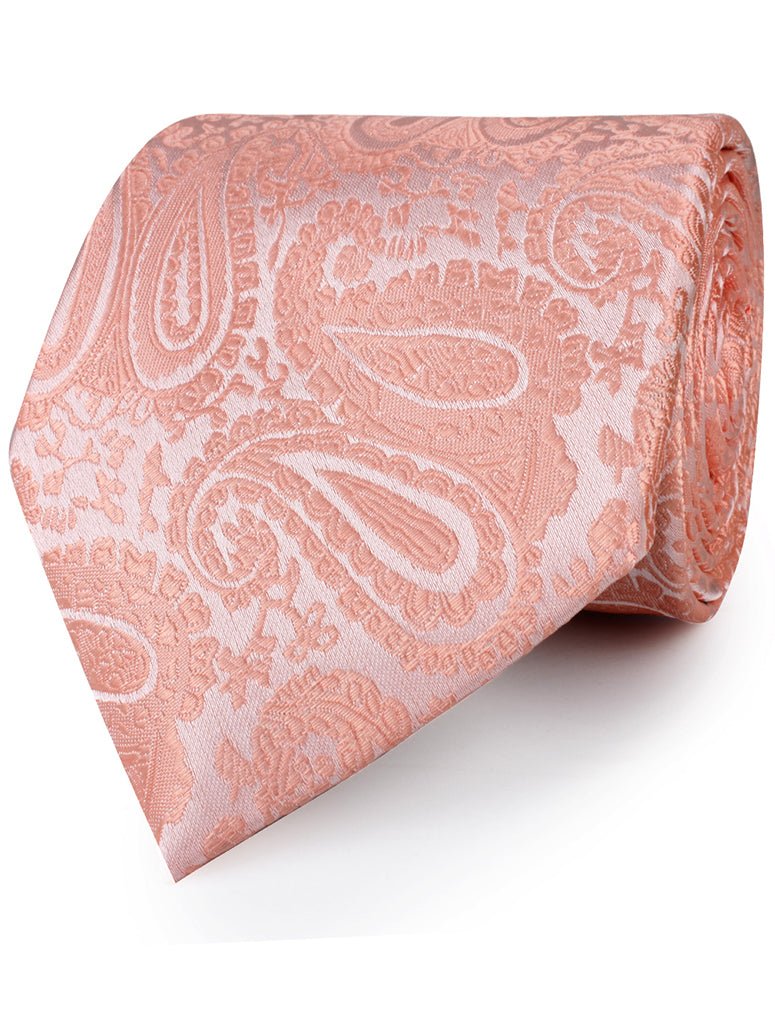Peach Paisley Necktie | Bellini Pink Bandana Tie | Men's Wedding Ties ...