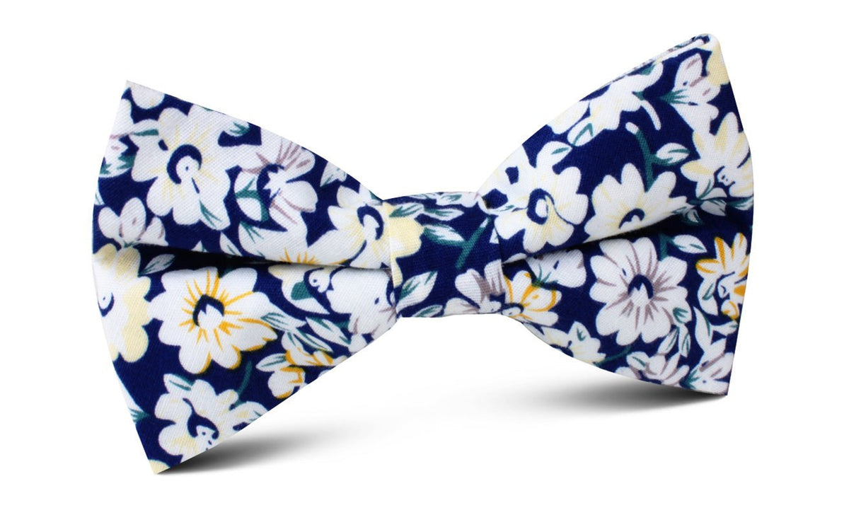 Puerto Rico White Flower Bow Tie | Blue Floral Bowtie Wedding Bow Ties ...