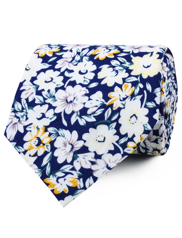 Puerto Rico White Flower Necktie | Blue Floral Ties for Men Australia ...