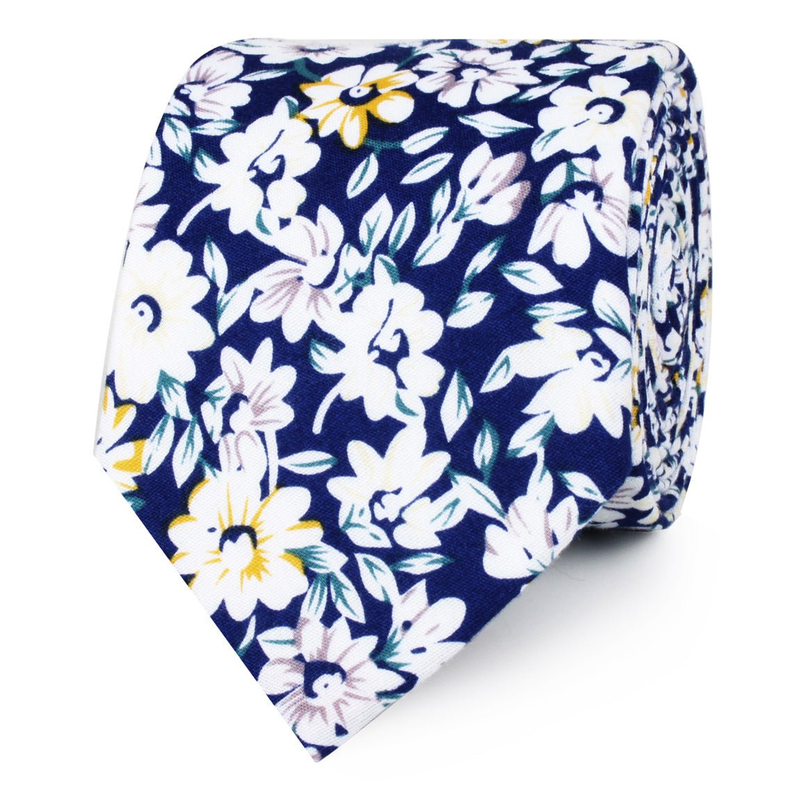 Puerto Rico White Flower Skinny Tie | Mens Floral Slim Ties Necktie AU ...