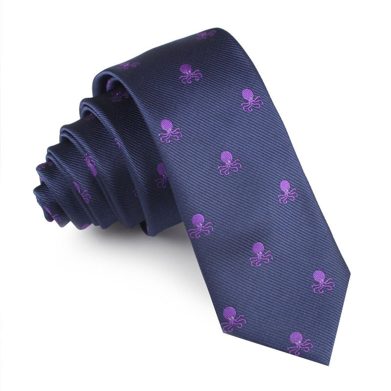 Purple Octopus Skinny Tie | Nautical Animal Slim Ties Men Thin Necktie ...