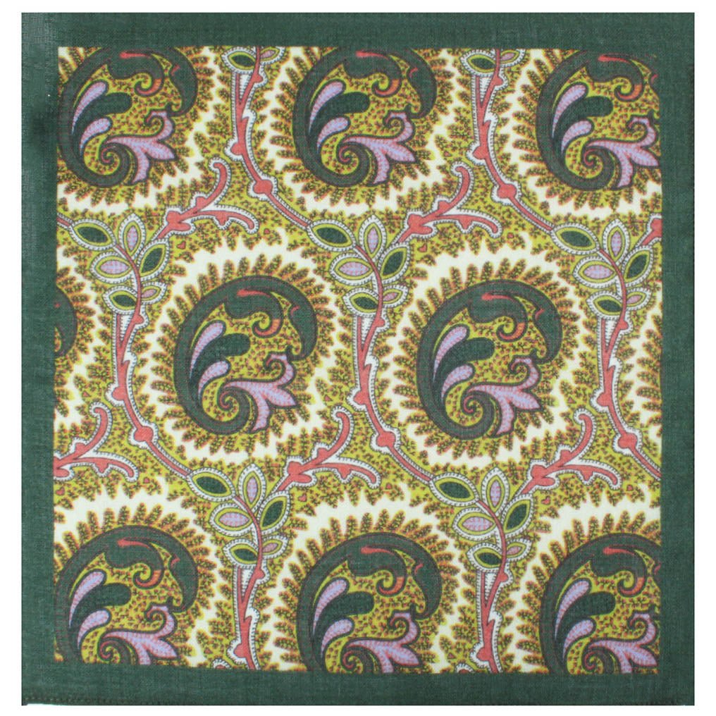 Rambling Rose Wool Pocket Square | Men's Suit Italian Handkerchiefs | OTAA