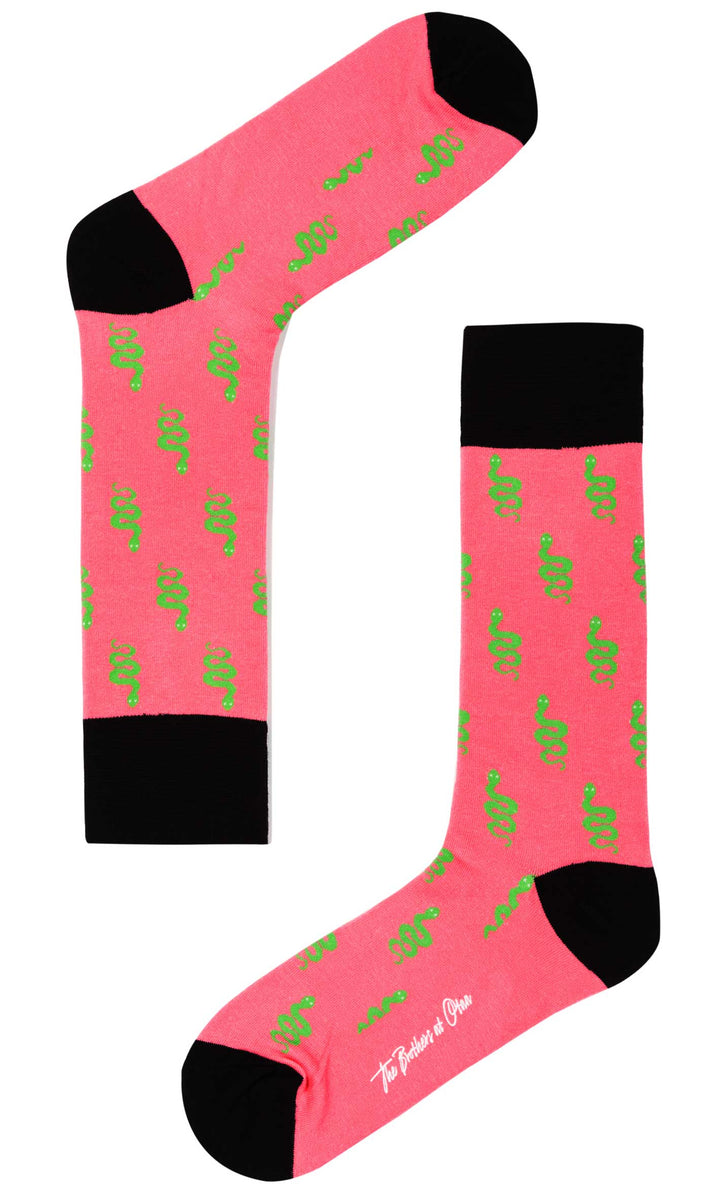 Rattle Snake Pink Socks | Mens Happy Animal Colorful Cotton Crew Sock ...