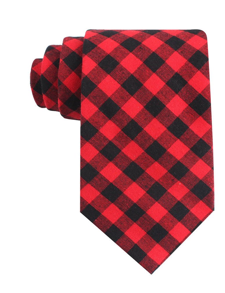 Red & Black Gingham Tie | Buffalo Plaid Ties | Men's Christmas Necktie ...