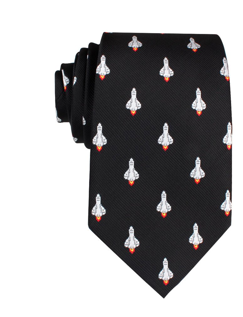 Rehbar Rocket Necktie | Black Space Ship Tie | Men's Fun & Unique Ties ...