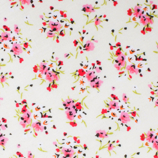 Río Pink Rose Floral Necktie | Flower Wedding Tie | Men's Cream Ties | OTAA